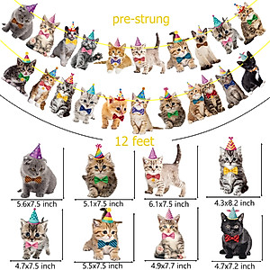 2pcs Cat Theme Party Banner Decorations Pet Cat Birthday Party Decorations Baby Cat Birthday Party Garland Decorations for Pet Kitties Theme Birthday Party Baby Shower Favor Bunting Supplies