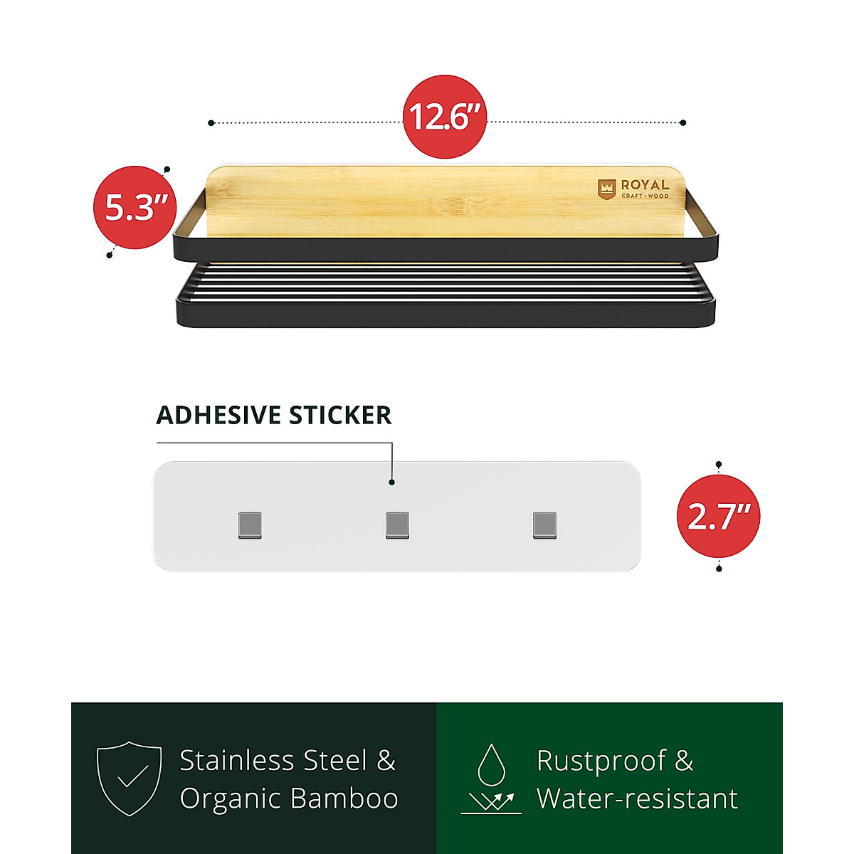 ROYAL CRAFT WOOD Bathroom Shower Caddy Organizer