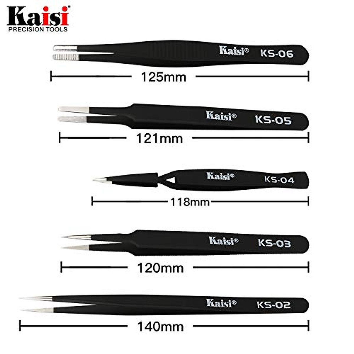 Precision Tweezers Set, Kaisi 12 PCS ESD Tweezer Set, Anti-Static Stainless Steel Tweezers Kit Curved Tweezers for Craft, Jewelry, Electronics, Laboratory Work