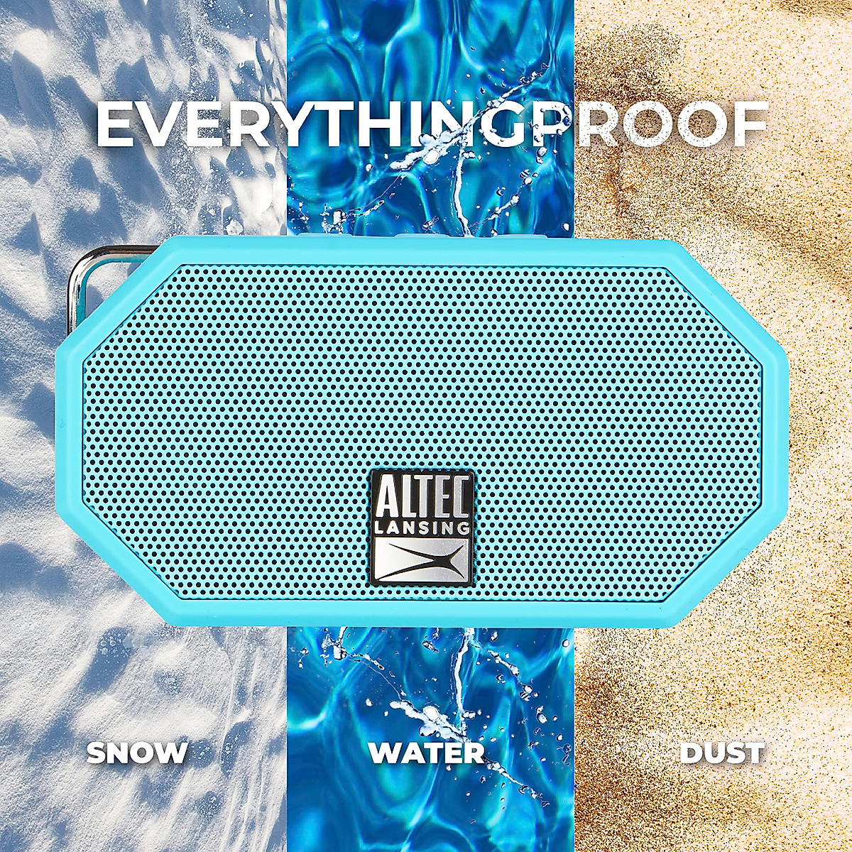 Altec Lansing Mini H2O - Waterproof Bluetooth Speaker, IP67 Certified & Floats in Water, Compact & Portable Speaker for Hiking, Camping, Pool, and Beach,Aqua