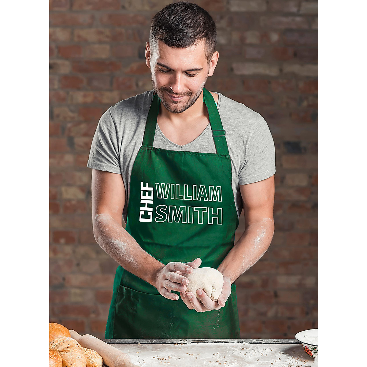 Customizable Chef Apron, Father Christmas Gift, Personalized Mens Gifts Ideas, Grilling Gifts for Men, Apron for Cooking Gift, Customizable Men and Women Chef Apron, BBQ Gifts for Men, Made in USA