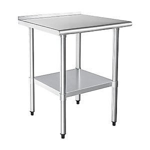 HARDURA Stainless Steel Table Prep & Work Table 24 x 30 Inches NSF Heavy Duty Commercial with Undershelf and Backsplash for Restaurant Kitchen Home and Hotel