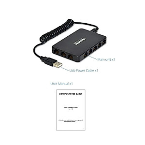 XtremPro 8-Port USB Powered 10/100Mbps Ethernet RJ45 Network Switch Hub - Black (61026)