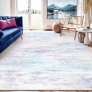 LIVEBOX Machine Washable Area Rugs 8x10 Lavender Rug Girls Bedroom Rug, Soft Ultra-Thin Nursery Rug Girl for Living Room, Modern Purple Rug for Girls Room, Lilac Rug for Nursery Room