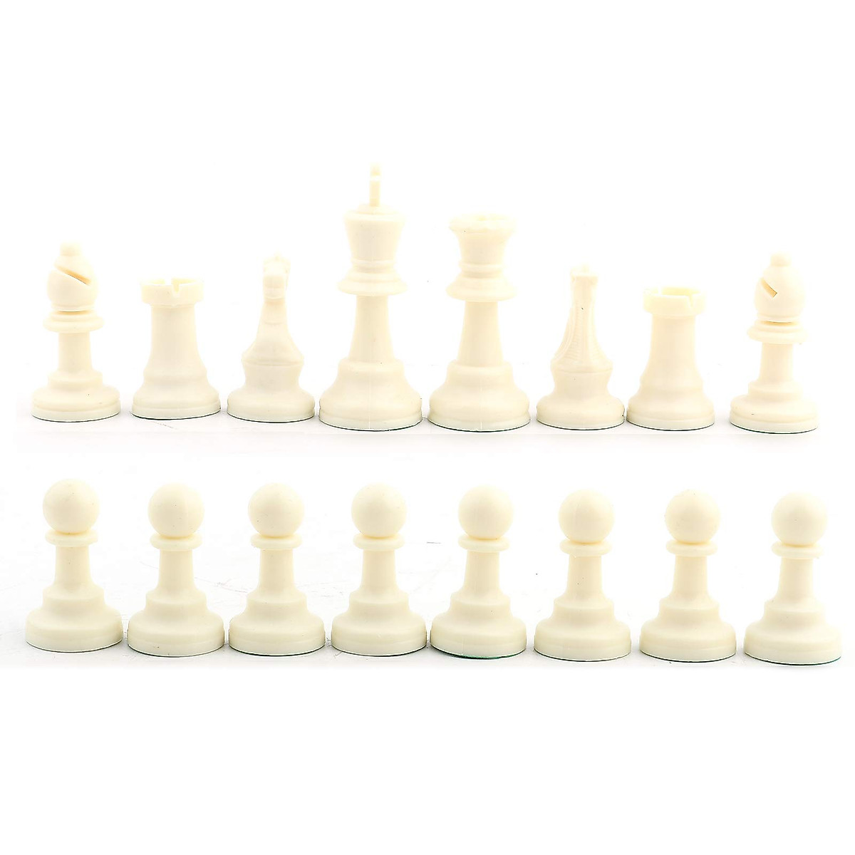 Chess Pieces Set, 32 Pcs Plastic Chessmen Set -16 Pcs Black & 16Pcs White Pieces for International Chess Game (Large 77mm)