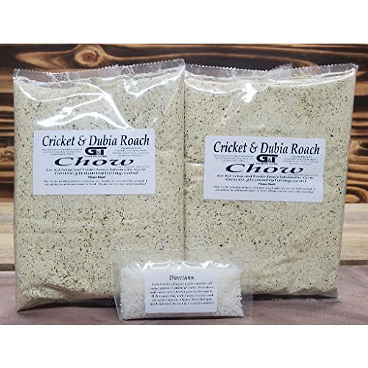 G&T Country Living Cricket Food and Dubia Roach Chow/Feed (2 Lbs.) - (1 Oz.) Packet of Water Gel Crystals - Premium Food to Raise Your Feeder Crickets and Dubia Roaches