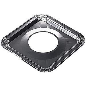 Aluminum Foil Square Gas Stove Burner Covers – Pack of 40 – Disposable Bib Liners for Kitchen Gas Range Top - Keep Your Gas Range Clean with DCS Deals Drip Pans - 8.5 x 8.5 x .5” Inch
