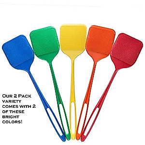 Smart Swatter Fly Swatters | Assorted Color 2 Pack | Picks UP The Bug w/ 904 Spikes | Patented & Made in The USA | Insects, Bugs and Fly Killer