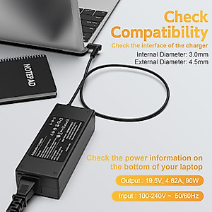 90W Laptop Charger for HP Pavilion X360 11 13 14 15 17; HP Envy 13 15 17 M6 M7 X360, Stream 11 13 14 AC Adapter; HP Spectre X360 13 15, Elitebook Power Supply Cord (Smart Blue Tip)