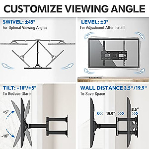 MOUNTUP TV Wall Mount, Single Stud TV Mount Swivel Tilt Full Motion for Most 26-55 Inch Flat Screen/Curved TVs, Universal Articulating Wall Mount TV Bracket with Max VESA 400x400mm, Holds up to 60lbs