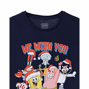 SpongeBob SquarePants Kids Christmas Navy T-Shirt | Boys Girls Patrick Squidward Sandy Mr Krabs Gary Krabby | Xmas Gift
