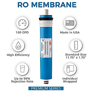 iSpring F19K100US Standard 6-Stage Reverse Osmosis RO Systems 2-Year Replacement Cartridge Pack Set, with Alkaline Mineralization, pH+, 10" X 2.5", Made in USA