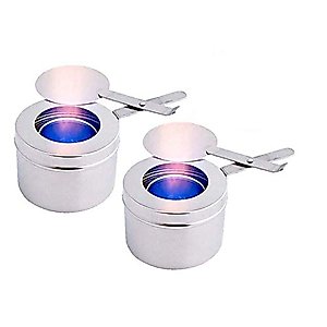 CHEFQ Stainless Steel Chafing Wick Fuel Holders with Safety Cover - Chafer Canned Heat Fuel Box Perfect for Buffets, Barbecue and Catering Events (Silver-2Pack)