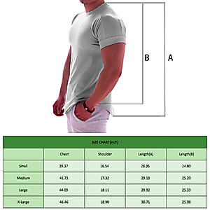 Magiftbox Mens Muscle Cotton Lightweight Workout Short Sleeve T-shirts Gym Sweat Tee T24_Greyblue_US-XL