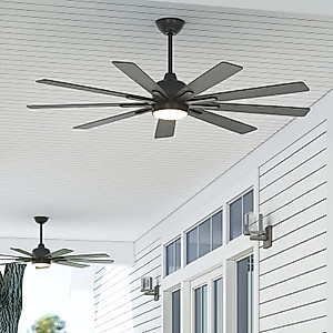 warmiplanet Ceiling Fan with Lights Remote Control, 62-Inch, Silent DC Motor, 6 Speed, Dimmable LED Light, Black(9-Blades)