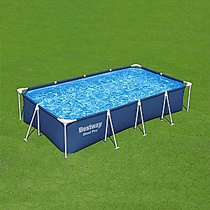Bestway Steel Pro 13 Foot x 32 Inch Rectangular Above Ground Outdoor Pool Steel Framed Vinyl Swimming Pool with 1,506 Gallon Water Capacity, Blue