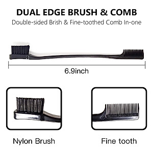 Goiple Edge Control Wax for Women Strong Hold Non-greasy Edge Smoother Pink 1Pack and Yellow 1Pack 4oz with Brush 2Pcs and Scarf