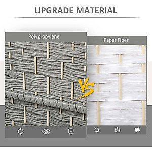 HOMCOM 3 Panel Room Divider, 6' Tall Folding Privacy Screen, Hand-Woven Freestanding Wall Partition for Home Office, Bedroom, Mixed Gray