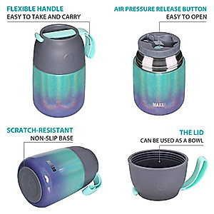 Thermos Food Jar for Hot & Cold Food for Kids Adult, 17 oz Set Soup Thermos Hot Food Containers for Lunch, 1 Pack Insulated Food Jar with Spoon (Rainbow (1 Pack))