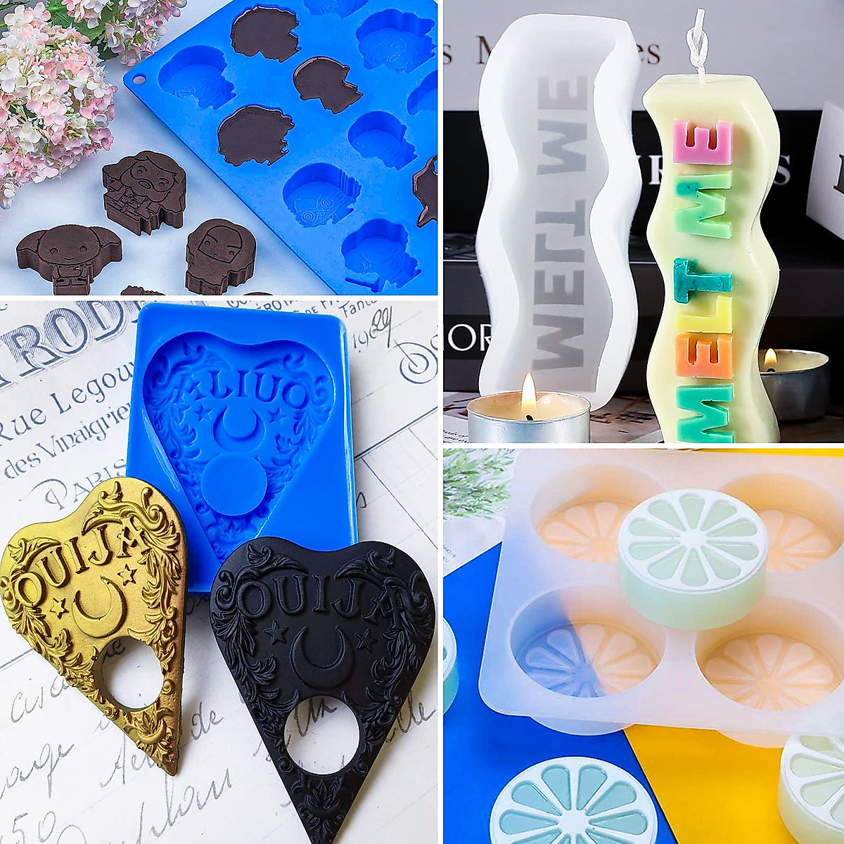 Silicone Mold Making Kit, 30A Blue Platinum RTV-2 Liquid Silicone Rubber 2.6LB for Casting Resin, Soap, Candle, Clay, DIY Molds -1:1 by Volume with Tool 4 Cups,4 Sticks,2 Droppers,1 Pair Gloves