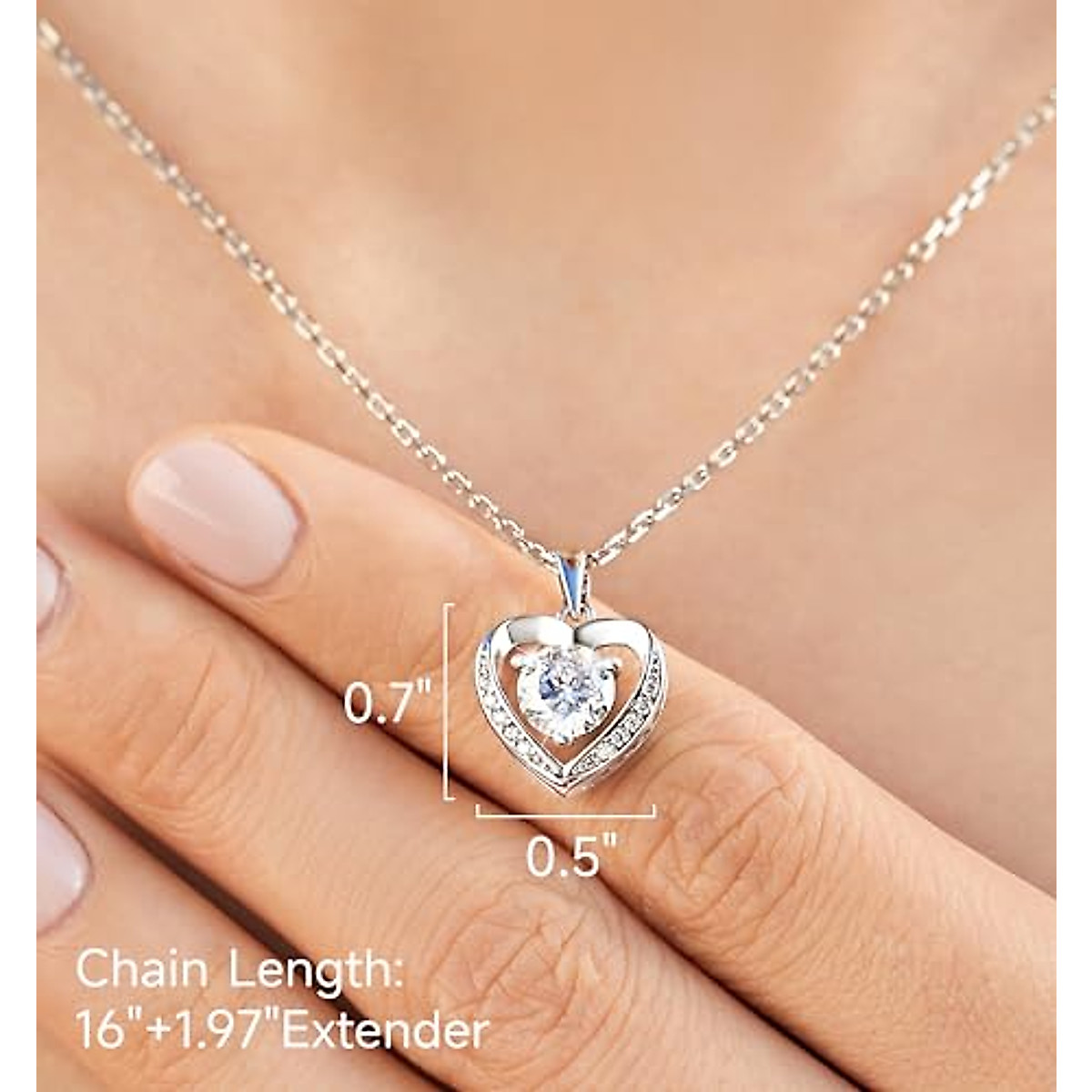 MomentWish Heart Necklace, Birthday Gifts for Women, 1Carat Moissanite Necklace, 925 Sterling Silver Diamond Heart Necklace Jewelry Gift for Wife Mom on Valentine's Day Christmas Anniversary
