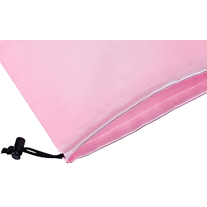 PALTERWEAR Satin Bags with Drawstring and Toggle - Cinch and Ditty Pouch for Travel, Bedroom and Wardrobe - Set of 12 (10 x 15 inch, Pink)