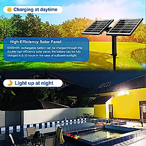 MEIKEE Outdoor Solar Lights - 3 Headed Dusk to Dawn LED Security Lights with Wide Angle Illumination - IP66 Waterproof Solar Powered Spotlights for Garage, Patio and Yard (No Motion Sensor)