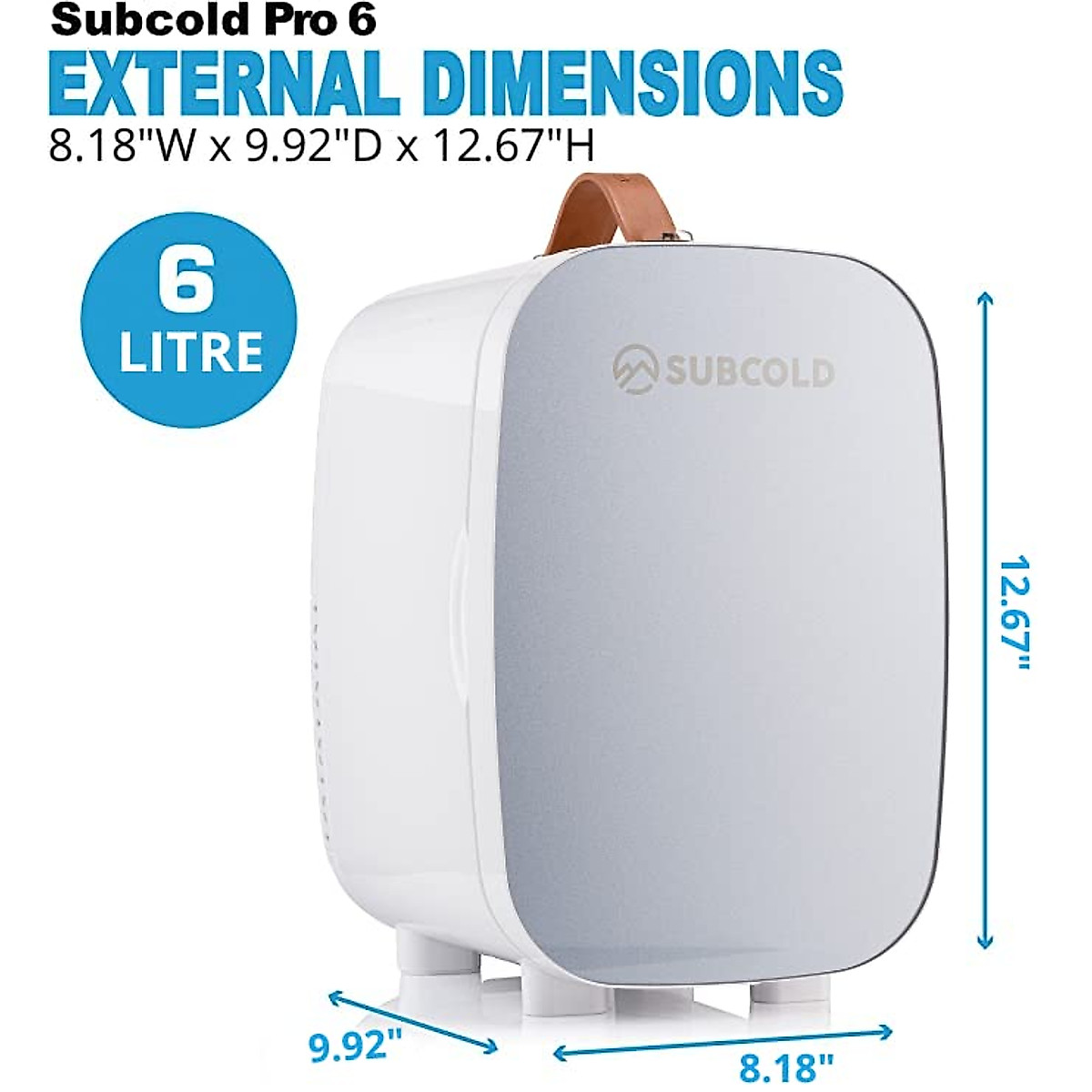 Subcold Pro6 Luxury Mini Fridge Cooler 6 Litre / 8 Cans AC & Exclusive USB Power Option Small Portable Fridge For The Office, Bedroom, Car, Skincare & Cosmetics Grey