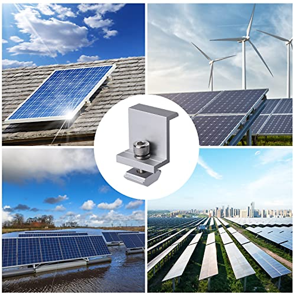 SAVITA 12pcs Solar Panel Bracket, Aluminum Solar End Clamp PV Mounting Bracket Solar Panel Z Clips for Mounting Solar Panels (35mm)