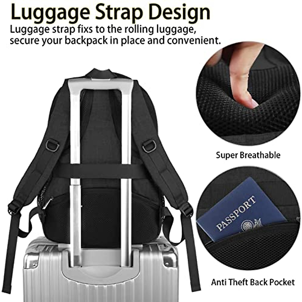 Matein Business Travel Backpack, Extra Large TSA Friendly Work Backpack with USB Charging Port and Laptop Compartment,Water Resistant College School Backpack for Men Women Fits 17 Inch Laptop Notebook