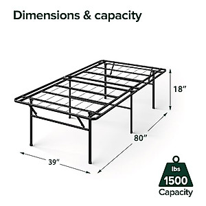 ZINUS SmartBase Heavy Duty Mattress Foundation, 18 Inch Metal Platform Bed Frame, No Box Spring Needed, Sturdy Steel Frame, Underbed Storage, Twin XL