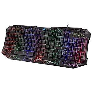 UES-G1 Live4Gadgets Gaming USB Keyboard Wired, Full Size Keyboard with 112 Keys, Numeric Keypad, Quiet Keys, Plug and Play for Windows/PC/Laptop/Desktop/Surface/Chromebook