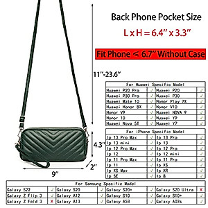 Herald Small Cell Phone Crossbody Bag for Women, Quilted Shoulder Handbag Clutch Wristlet Purse with Credit Card Slots (Green)