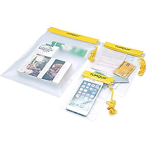 YUMQUA Clear Waterproof Bags, Water Tight Cases Pouch Dry Bags for Camera Mobile Phone Maps Pouch Kayak Military Boating Document Holder, Yellow
