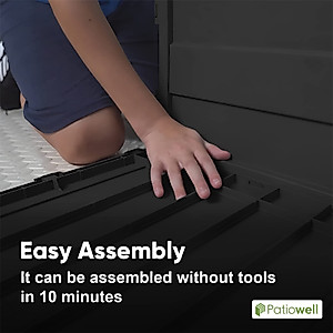 Patiowell 30 Gallon Resin Deck Box, Outdoor Storage Box for Patio Furniture, Deliveries, Pool Supplies,Waterproof and Lockable, Black