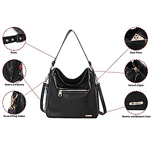 Montana West Large Hobo Handbag for Women Studded Leather Shoulder Bag Crossbody Purse With Tassel MWC-1001BK