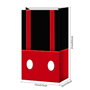 Tenare 28 Pieces Mouse Party Paper Bags, Birthday Treat Candy Goody Favor Bags Present Paper Bags for Mouse Theme Birthday Party Supplies