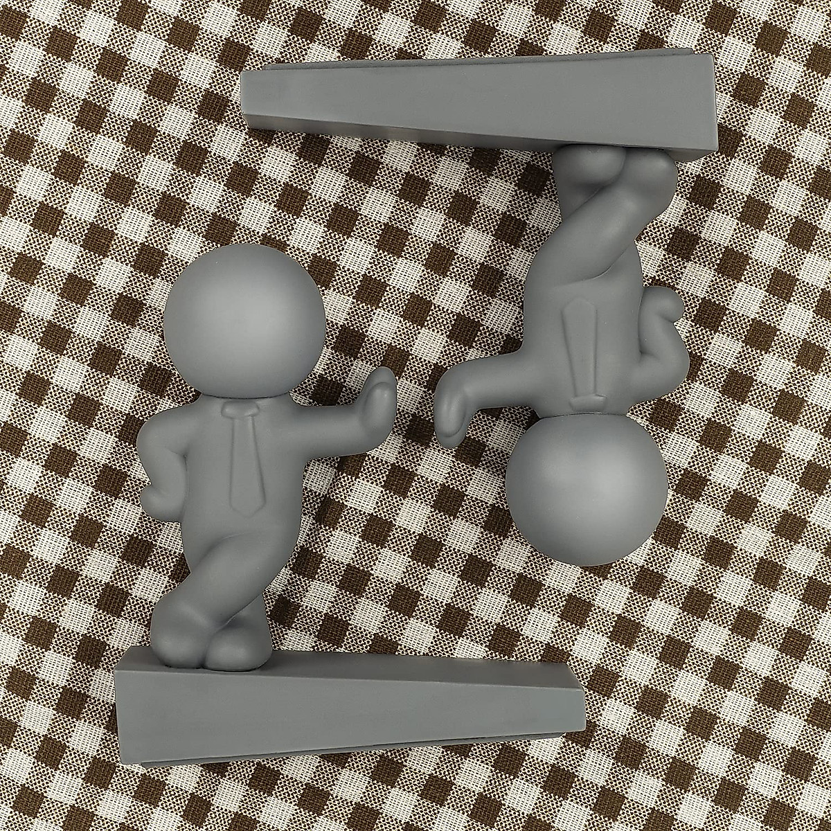 Omoojee Decorative Door Stopper, 2 Pack, Effective to Hold Your Door Open,Cute Door Wedge for Home and Office, Gray(Patented)