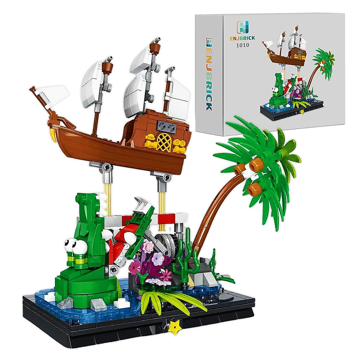 ENJBRICK Pirates Ship Building Kit Compatible with Lego for Adutls,Cute Animal Building Toy for Girls and Boys 8-14 Years Up 448 pcs