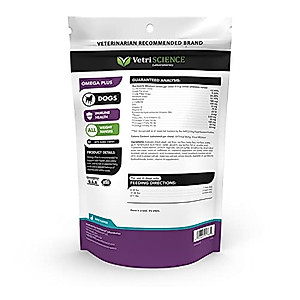 VetriScience Omega Plus Advanced Skin Supplement for Dogs – Fish Oil Supplement for Itchy Skin with Omegas 3, 6, 9 Fatty Acids and Added Nutrients