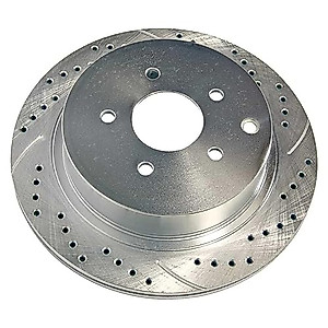 2pcs Disc Brake Rotor Set Rear Side Silver Zinc Plated Performance Drilled and Slotted PR41350DSZPR