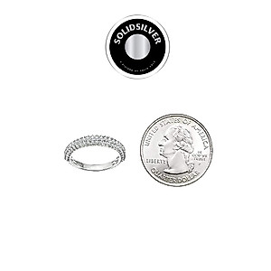 SOLIDSILVER- Sterling Silver Crystal Clear CZ Cluster Eternity Band Ring | Sizes 7