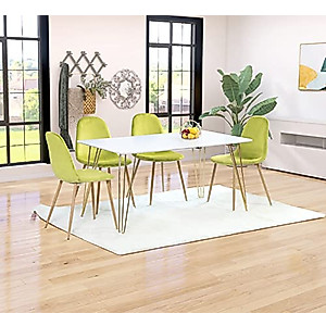 KAIDYSENY Mid Century Dining Chairs Set of 4 - Upholstered Velvet Modern Dining Room Chairs with Metal Legs, Shell Lounge Side Chairs for Kitchen, Dining,Bedroom, Living Room, (Yellow)