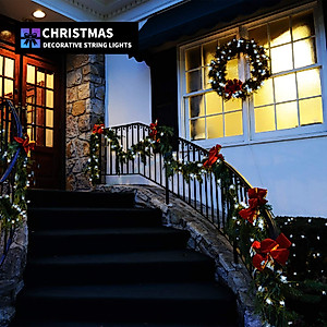 Tcamp Christmas Lights 33ft 100LED Outdoor Indoor Christmas String Lights with Remote Timer, USB or Battery Powered Waterproof 8 Modes Fairy Lights for Christmas Tree Wreath Party Decor (White)