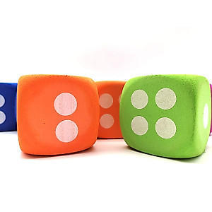 Qidiwin Jumbo EVA Dices, Giant Dot EVA Foam Dices for Kids Building Blocks,Educational,Party Suppliers, 4 Color,12PCS