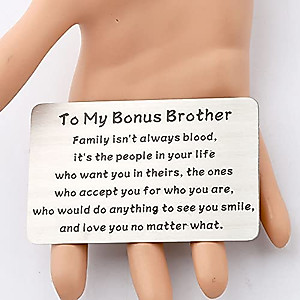 bobauna Bonus Brother Engraved Wallet Card Family Isn't Always Blood Brother in Law Wedding Gift (bonus brother card)