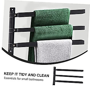 Cabilock Towel Rack Bath Towel Bars Swing Out Towel Rack Black Washcloth Towel Bar Black C Fold Towels Swivel Towel Rack Storage Rack Towel Rod Rack Towel Hanging Rod Stainless Steel Metal
