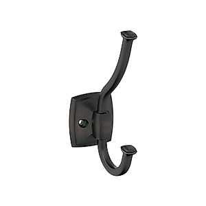 Amerock H37002ORB | Kinsale Double Prong Decorative Wall Hook | Oil Rubbed Bronze Hook for Coats, Hats, Backpacks, Bags | Hooks for Bathroom, Bedroom, Closet, Entryway, Laundry Room, Office