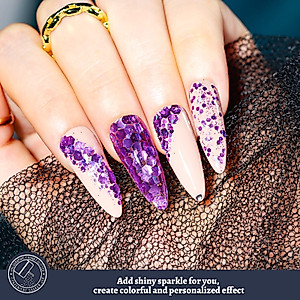 LEOBRO Purple Glitter, 160G/5.64OZ Glitter, Holographic Chunky Glitter, Craft Glitter for Resin, Metallic Iridescent Chunky Fine Glitter Sequin Flake Bulk, Glitter for Makeup Body, Tumblers Glitter