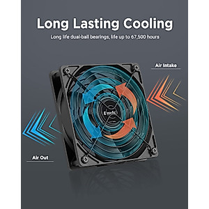 Computer Fan, EasyAcc 120mm Cooling Fans, Quiet Edition High Airflow USB Fan with 3 Speed Control, Long Life Computer Case Fan for Receiver DVR Playstation Xbox Cabinet CPU